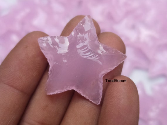 Rose Quartz Star Crescent Stars Pink Star Beads Rose Quartz | Etsy