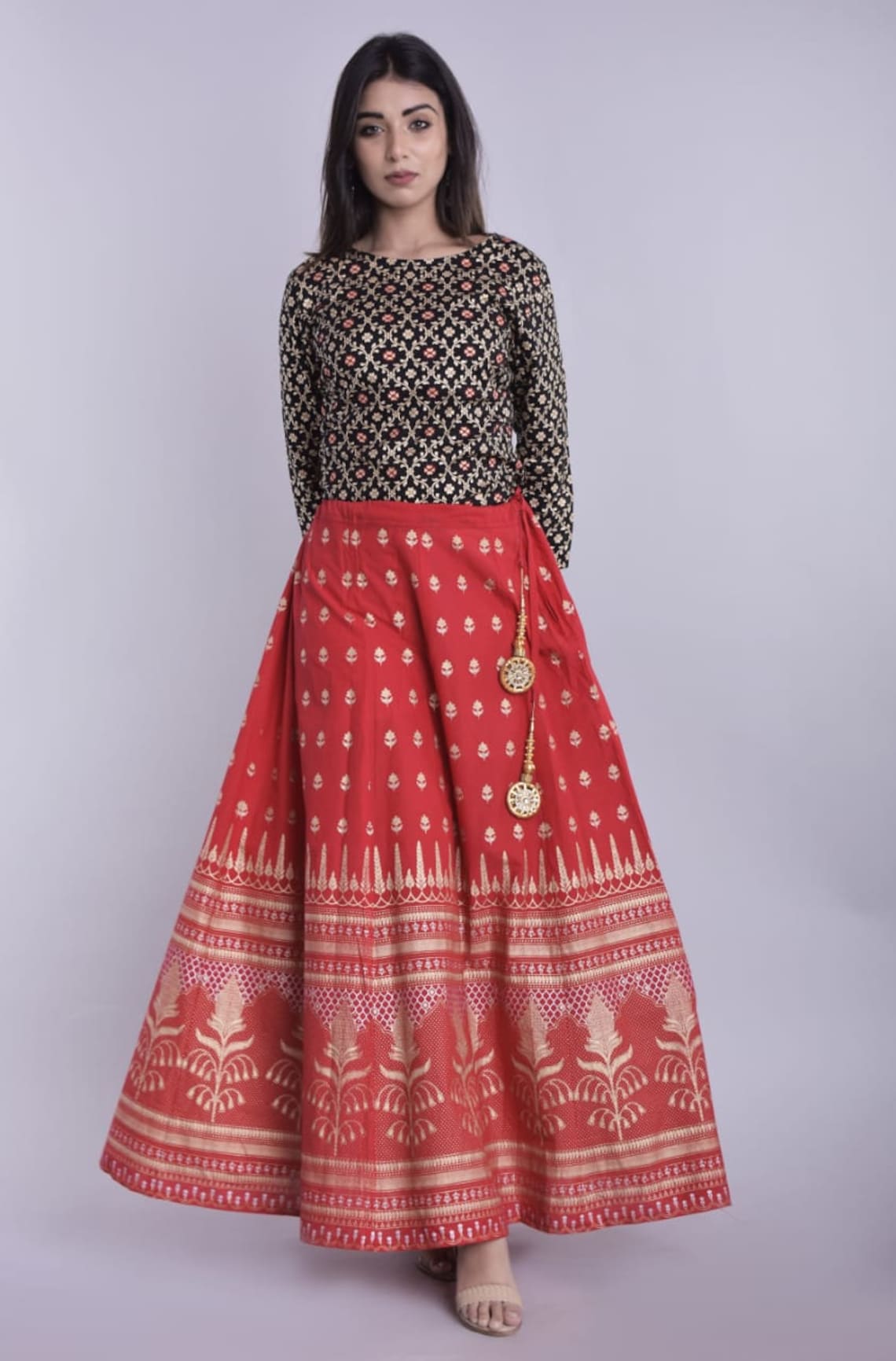 Red Beautiful Ghagra Choli Suit With Bandhez Print Duppta - Etsy