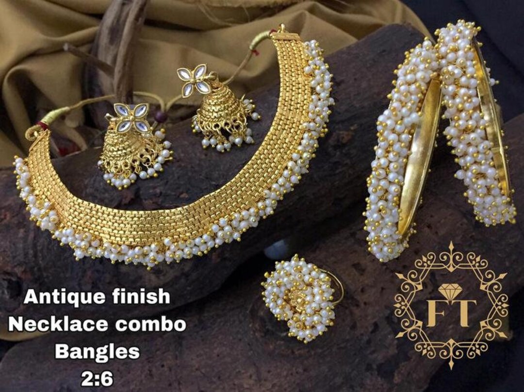 Combo Beads Jewelry Set With Bangles Earrings Ring and - Etsy