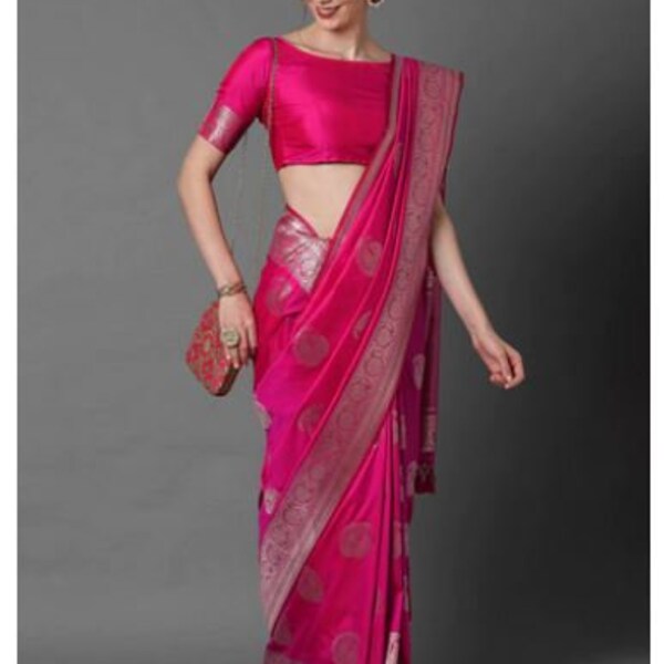 Pink Saree - Etsy