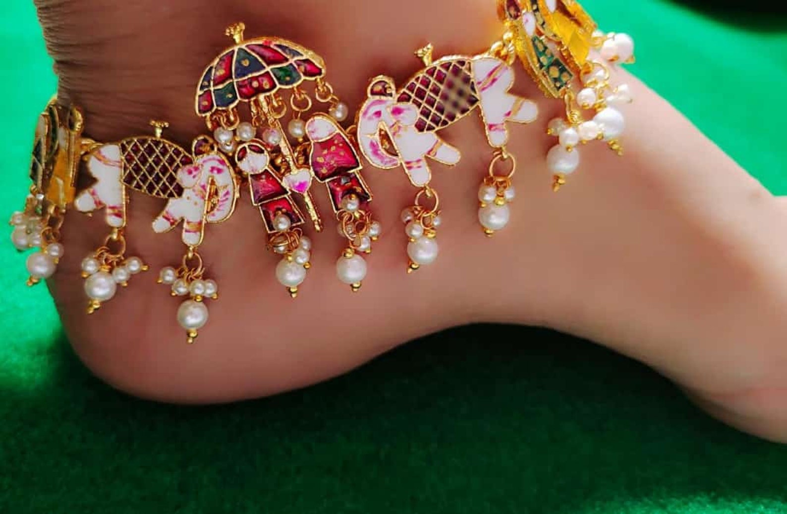 Meenakari Kundan Doli Barat Rajasthhani Anklet Set Wedding - Etsy UK