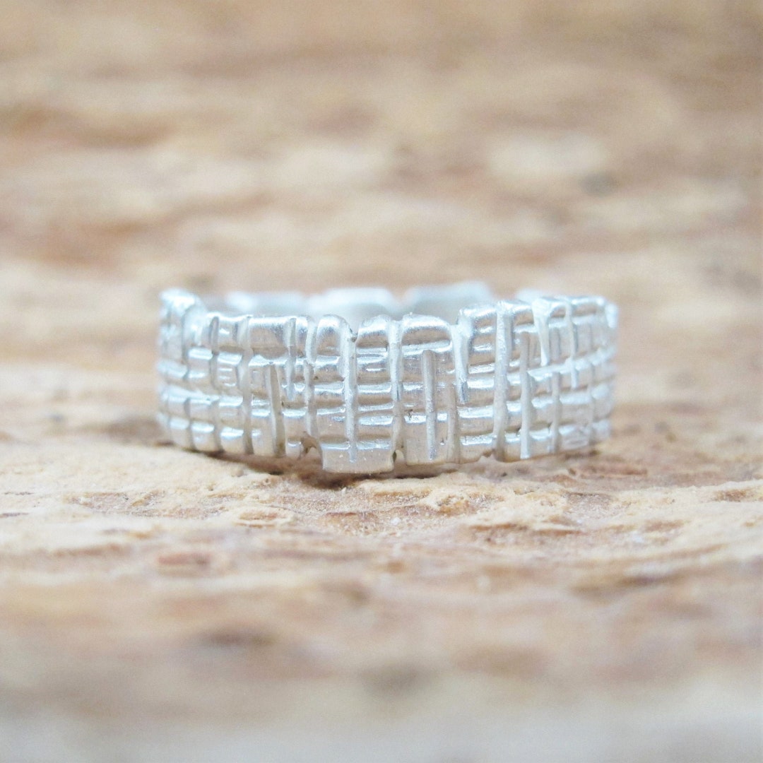 Rustic Melted Silver Wedding Ring - Etsy