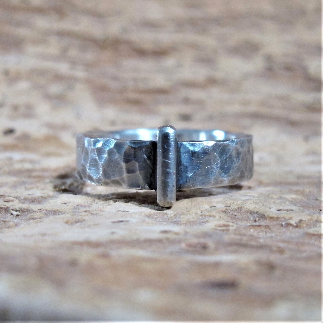 Claire James Rustic Outlander Silver Wedding Ring - Etsy