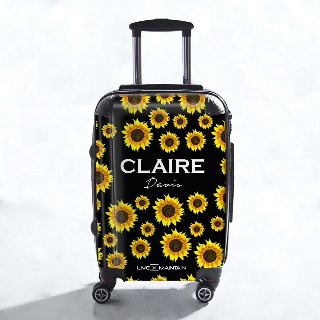 Personalised Sunflower Name Suitcase | Cabin Suitcase | Custom Suitcase ...