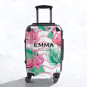 Personalised Flamingo Name Suitcase | Cabin Suitcase | Custom Suitcase ...