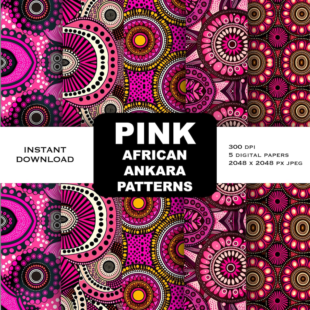5 Pink Ankara African Digital Paper | African Wax Fabric | Scrapbook ...