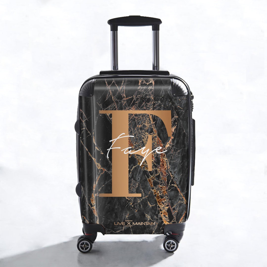 Personalised Marble Bronze Initial Suitcase | Cabin Carry-on| Custom ...