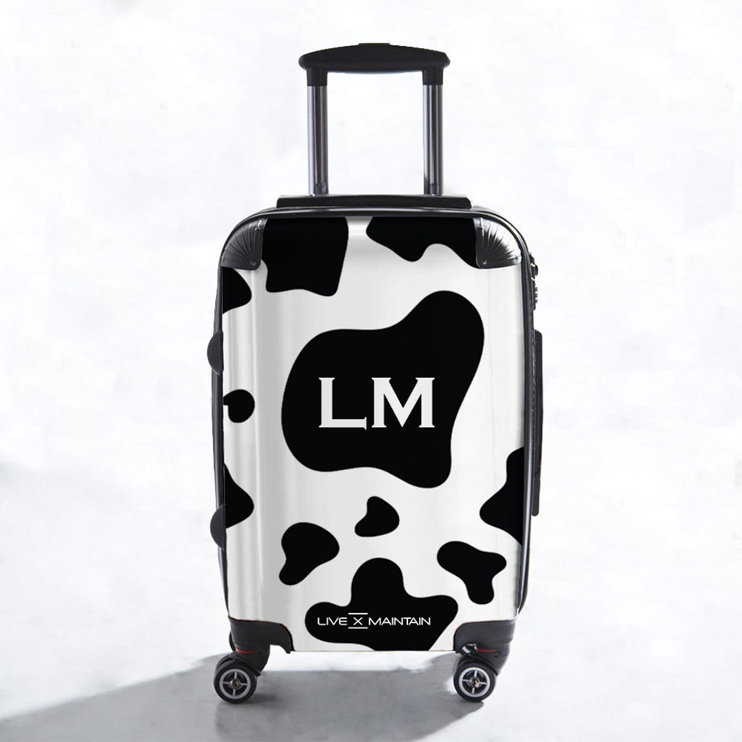 Personalised Cow Print Initials Suitcase | Cabin Suitcase |custom ...