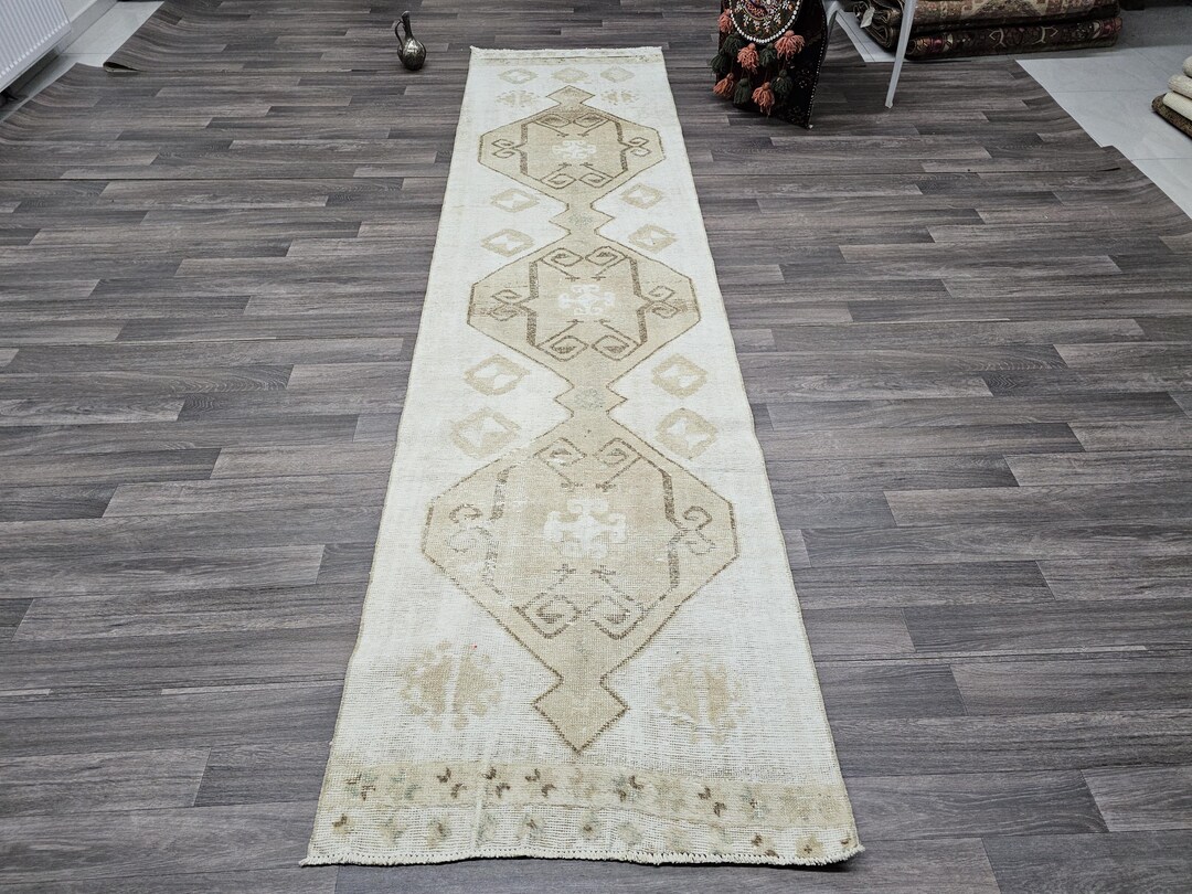Neutral Turkish Runner / 2.80 X11.15 Feet / Handmade Oriental Runner ...