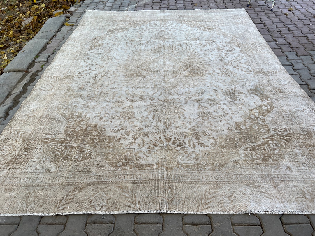 9x12 Feet Neutral Area Rug for Livingroom Oversize Vintage Turkish Rug ...