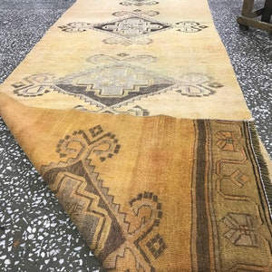 Long Runner Rug/ 3.3 X 14 Feet/ Hand Knotted Wool Vintage Runner/ Wide ...