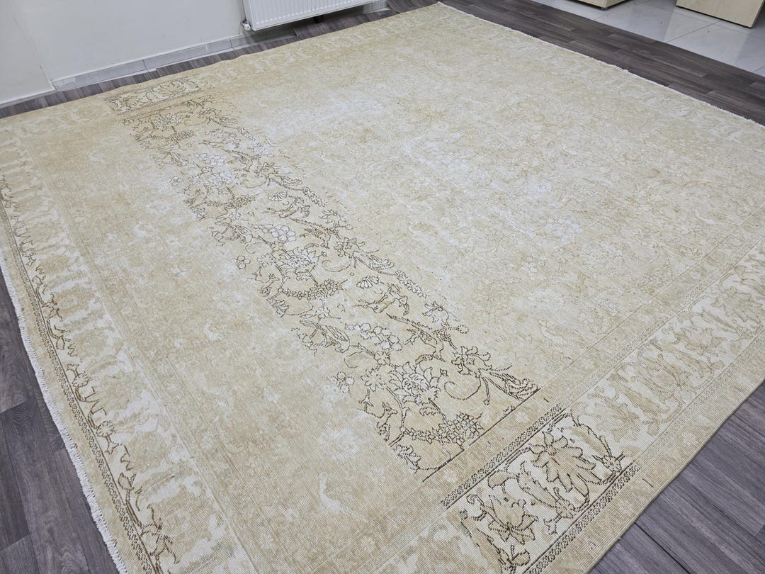 11x11 Feet Square Area RUG/ Neutral Vintage Rug / Square Turkish Rug ...