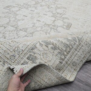 Oversize Neutral Area Rug for Livingroom/ Oushak Rug 9x12/ Wool Area ...
