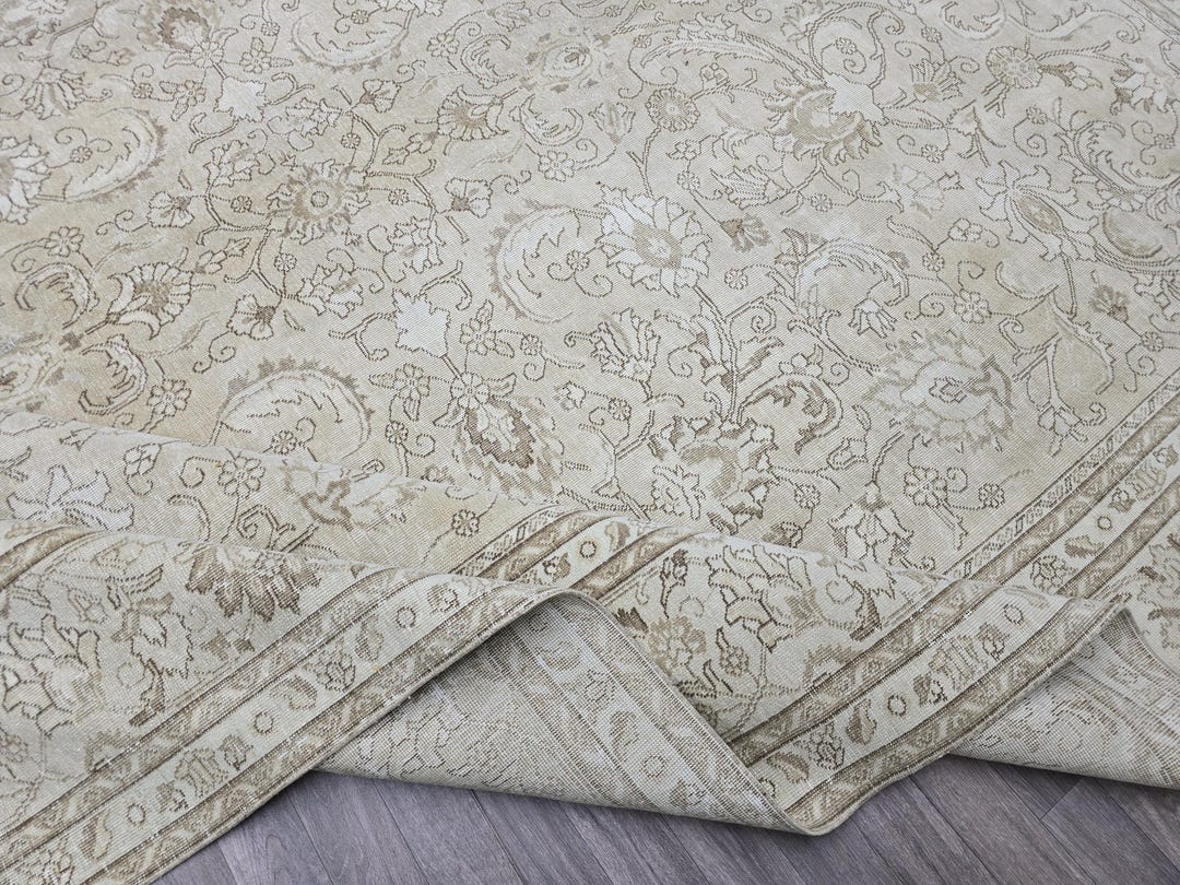 11x14 Neutral Area Rug/ Oversized Vintage Carpet/ Extra Large Natural ...