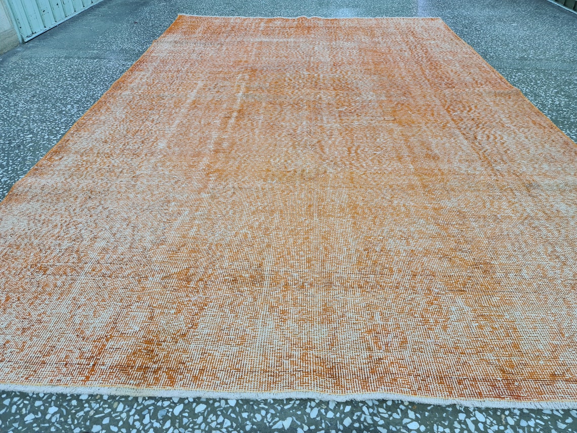 Peach Color Rug 6.5 X 10 feet Vintage Turkish Area Rug | Etsy
