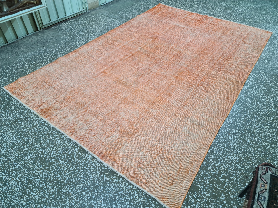 Peach Color Rug 6.5 X 10 feet Vintage Turkish Area Rug | Etsy