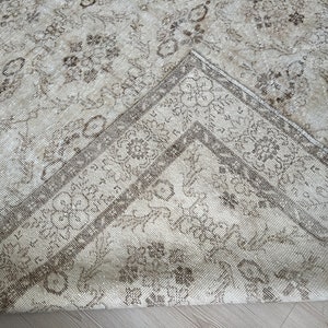 Cream Vintage Turkish Rug // 6.40x10.45 Feet // Hand Knotted Wool Area ...
