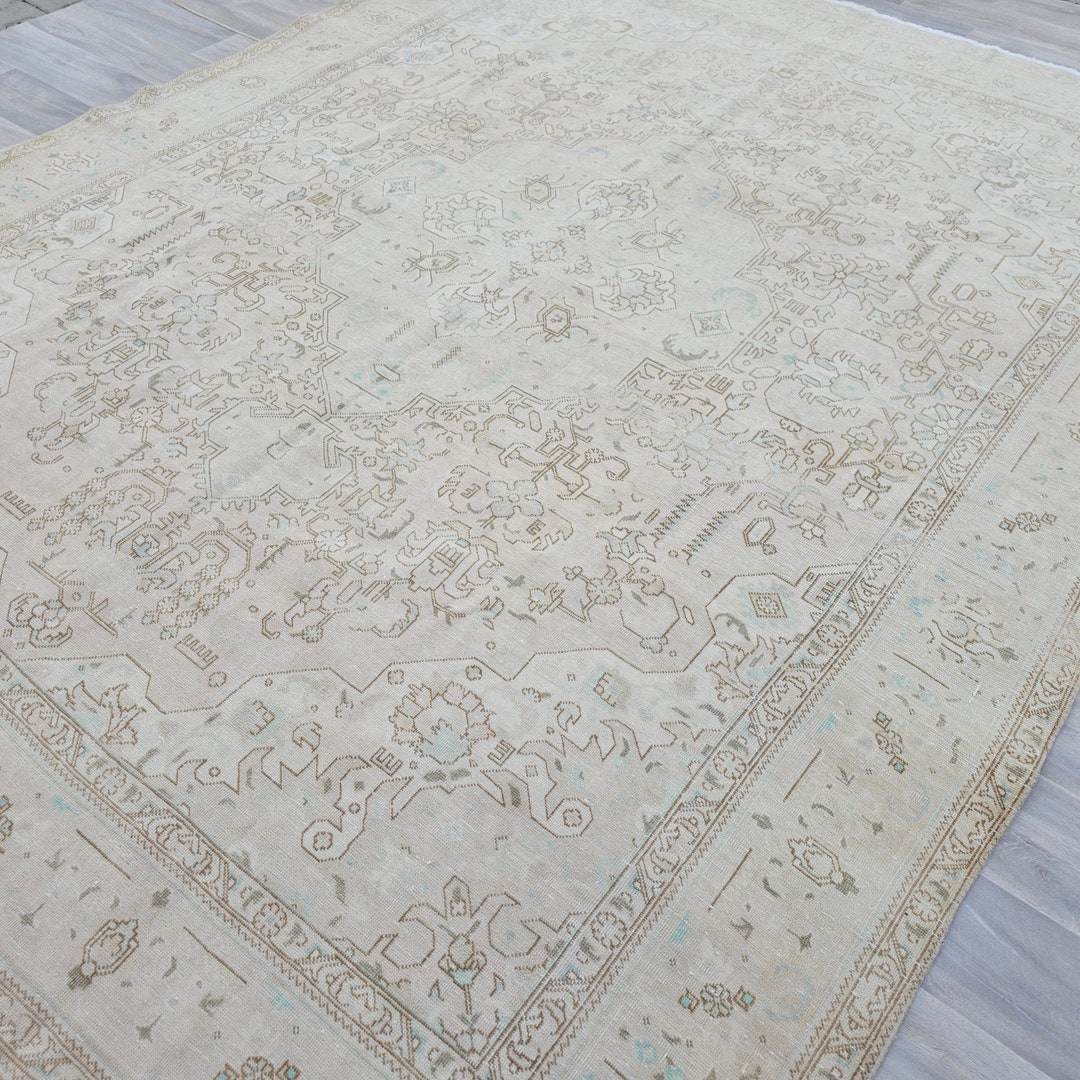 9x12 Neutral Heriz Handmade Wool Neutral Vintage Area Rug //9.30x12 ...