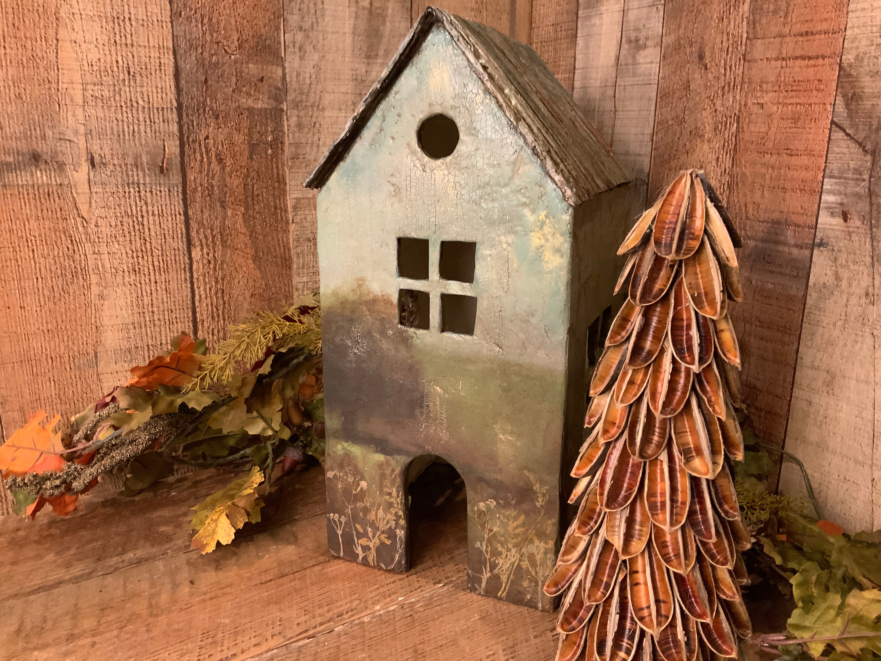 Decoupaged Paper Mache House - Etsy