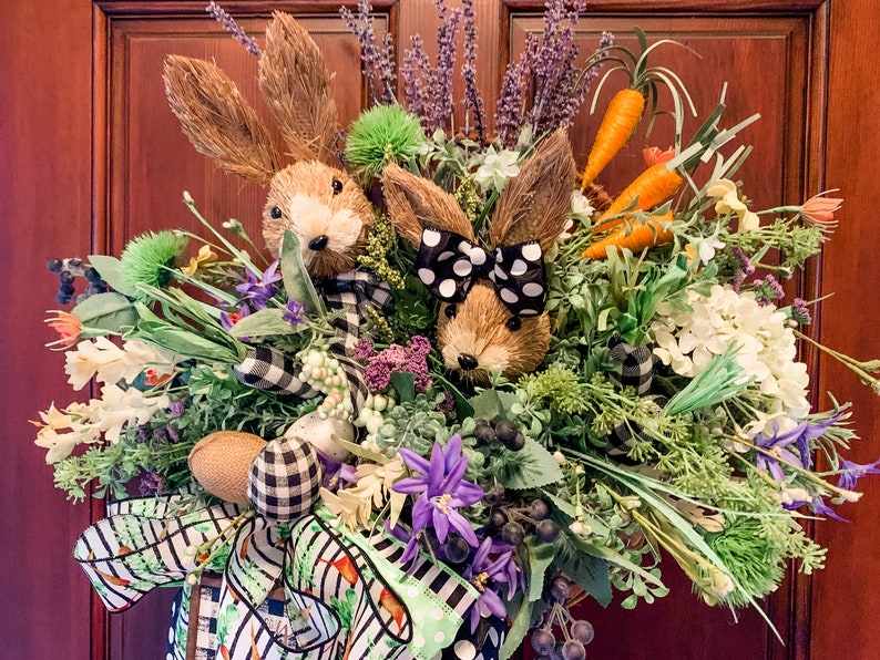 Spring Floral Basket for Front Door, Easter Floral Basket for Front ...