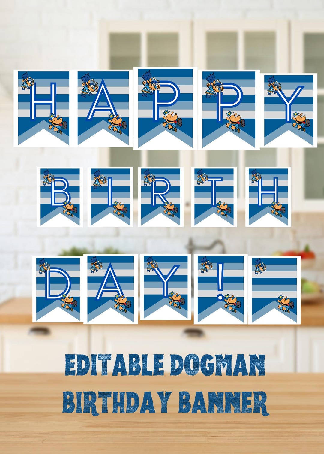 Editable Dog Man Birthday Banner - Etsy
