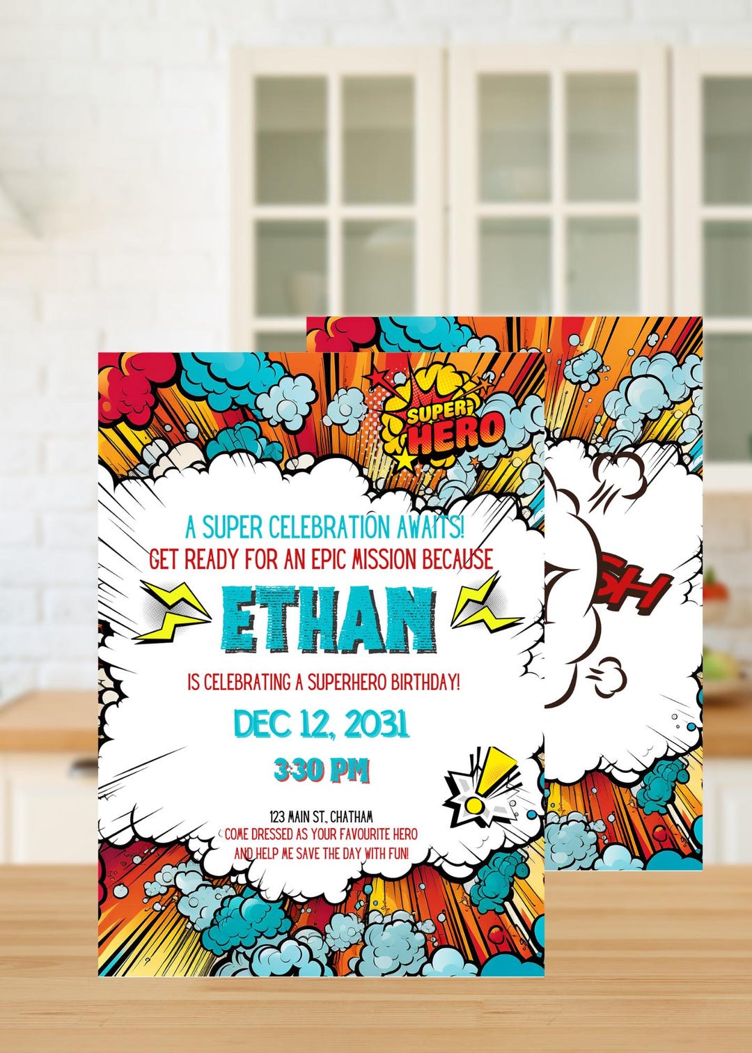 Editable Super Hero Birthday Invitation - Etsy