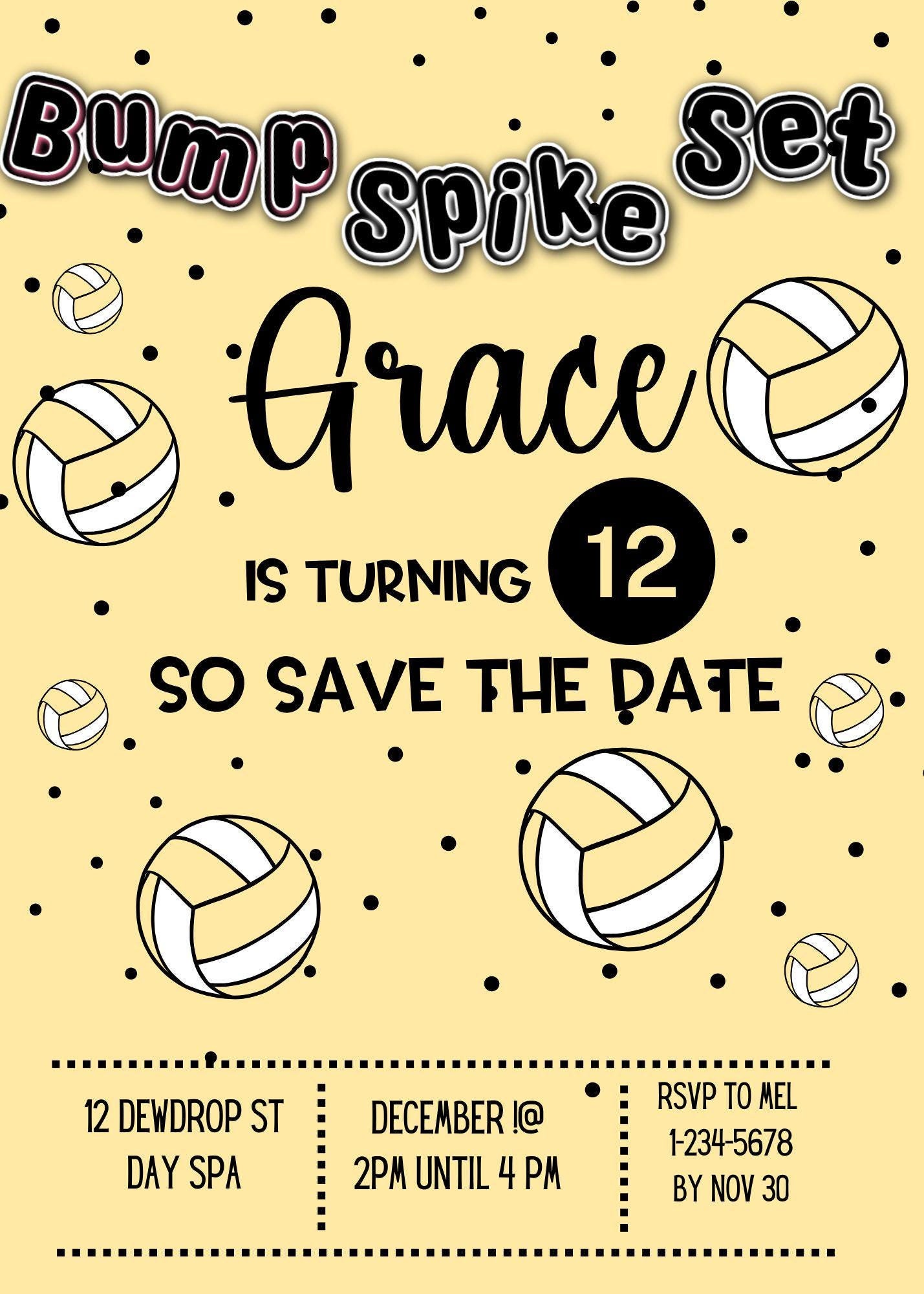 Editable Volleyball Birthday Invitation - Etsy