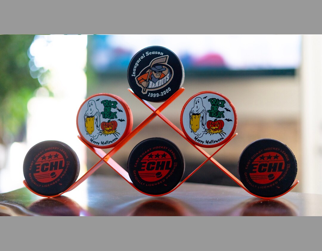 Ice Hockey Puck Rack - Displays 6 Hockey Pucks, Made in USA, Ice Hockey ...