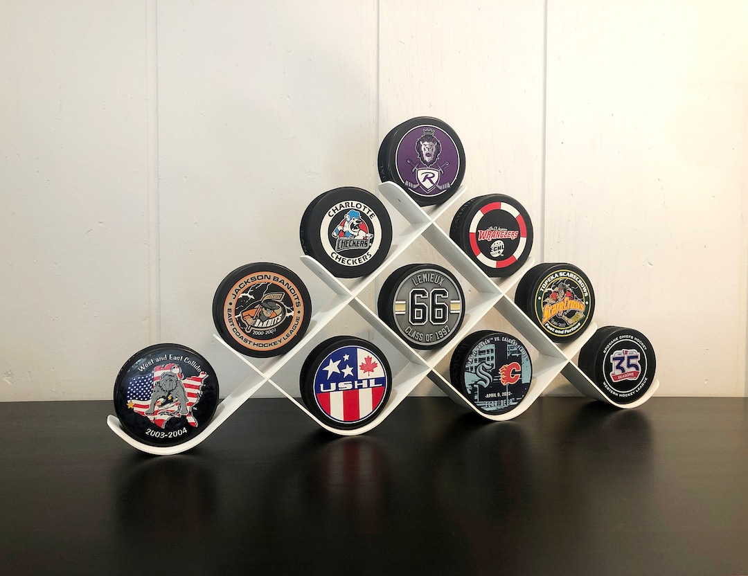Premium Hockey Puck Display Rack - 10 Puck Holder, Unique Hockey Gift ...