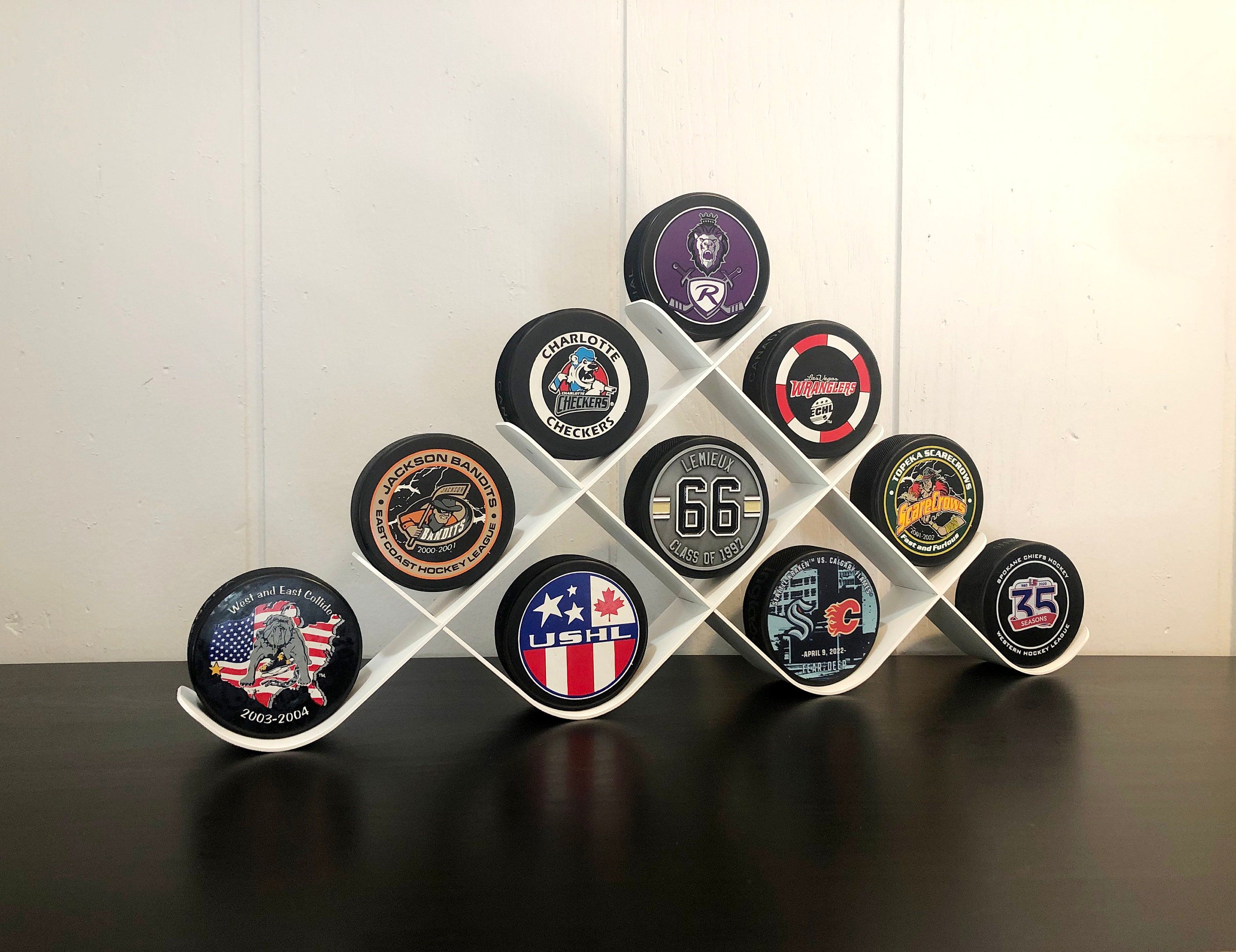 Premium Hockey Puck Display Rack - 10 Puck Holder, Unique Hockey Gift ...