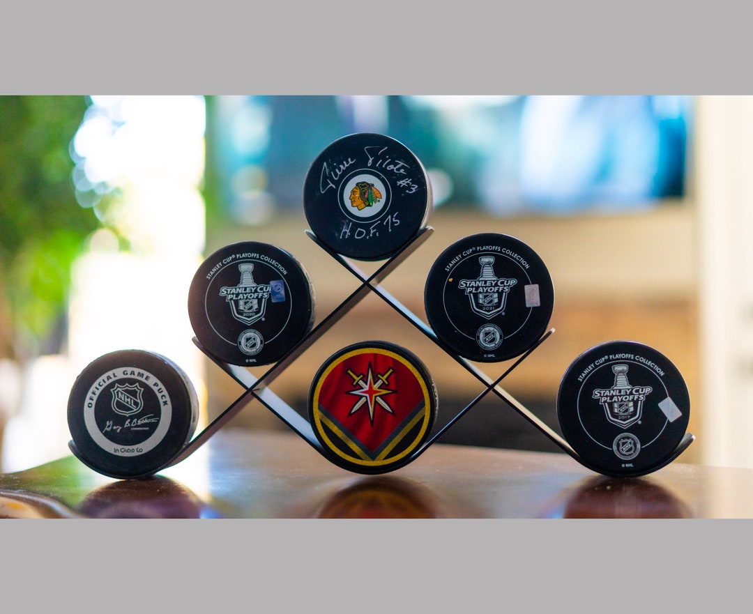 Metal Hockey Display Puck Rack - Holds 6 Hockey Pucks, Made in USA ...