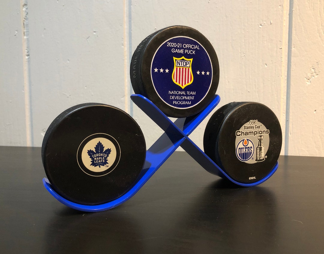 Metal Hockey Puck Display / Hockey Puck Holder Lightning Blue - Made in ...