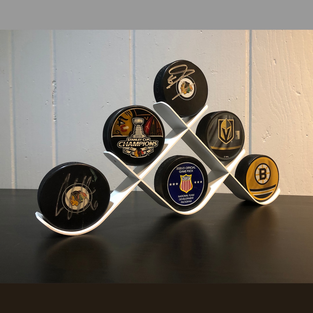 Hockey Puck Display 6 Puck Holder, Made in USA, Autographed Puck Holder ...