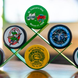 Hockey Puck Display Yellow 6 Puck Holder, Made in USA, Autograph Puck ...