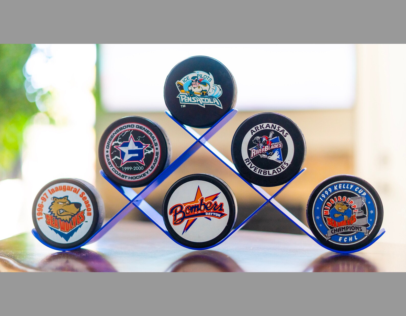 Metal Hockey Puck Holder, Puck Rack Display for 6 Hockey Pucks, Made in ...