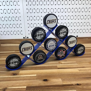 Metal Hockey Puck Display - 10 Puck Holder, Made in USA, Autographed ...
