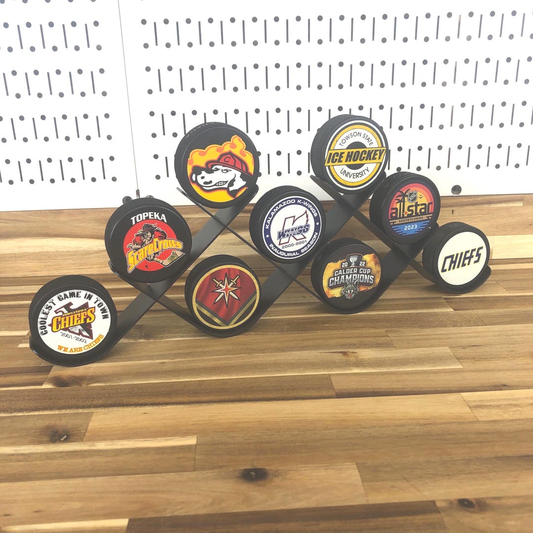 Hockey Puck Shelf Organizer, Holds 9 Pucks - Made in USA Puck Holder ...