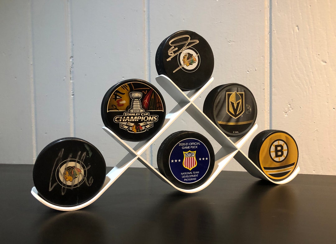 Metal Ice Hockey Puck Display - 6 Puck Holder, Made in USA, Displays ...