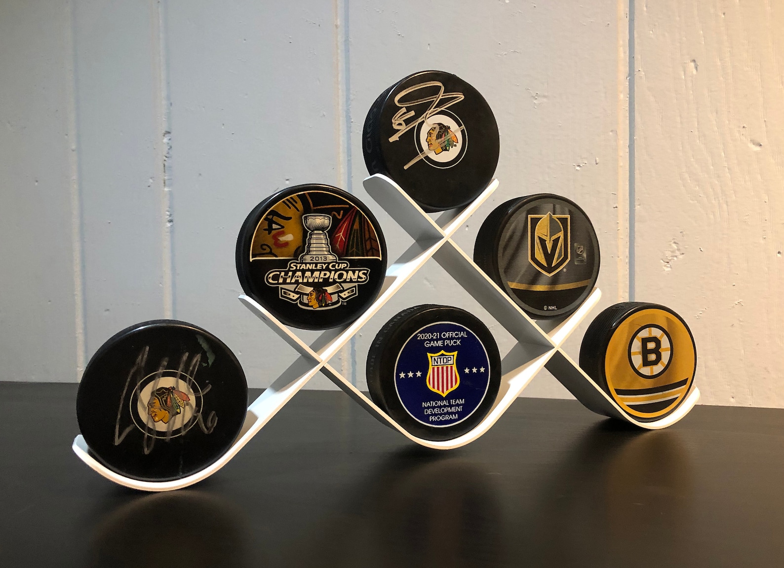 Metal Hockey Puck Holder, Puck Rack Display for 6 Hockey Pucks, Made in ...