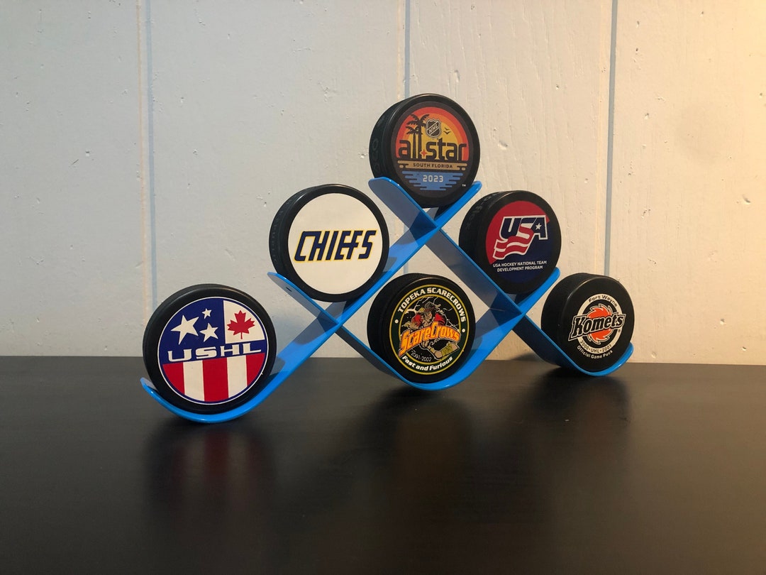 Metal Hockey Puck Holder - Great Hockey Gift, Made in USA, Bedroom ...