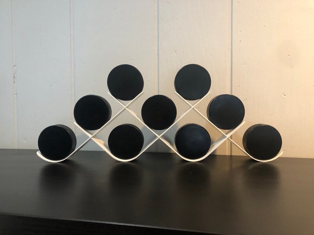 Hockey Puck Shelf Organizer, Holds 9 Pucks Made in USA Puck Holder ...