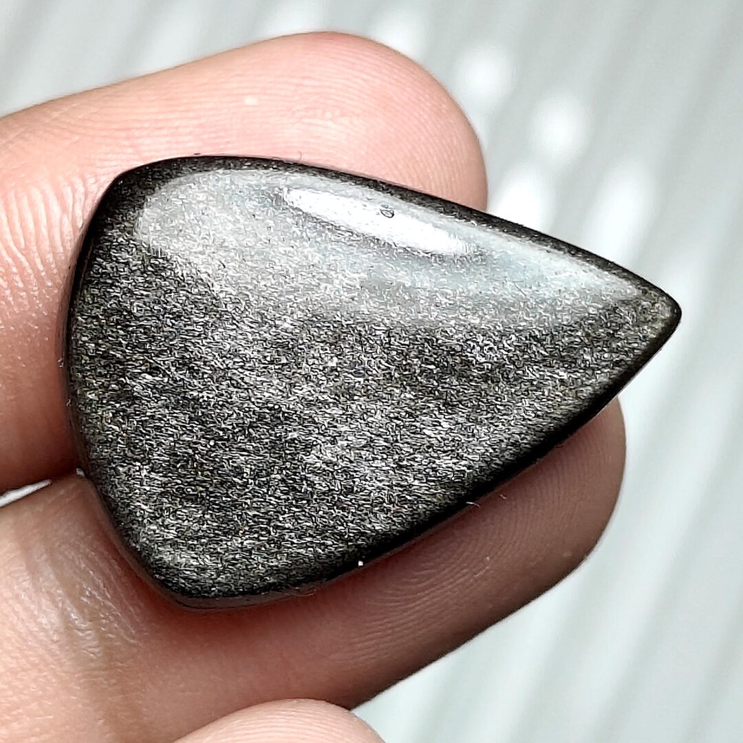 Natural Silver Obsidian Pear Shape Cabochon: Polished Loose Gemstone ...