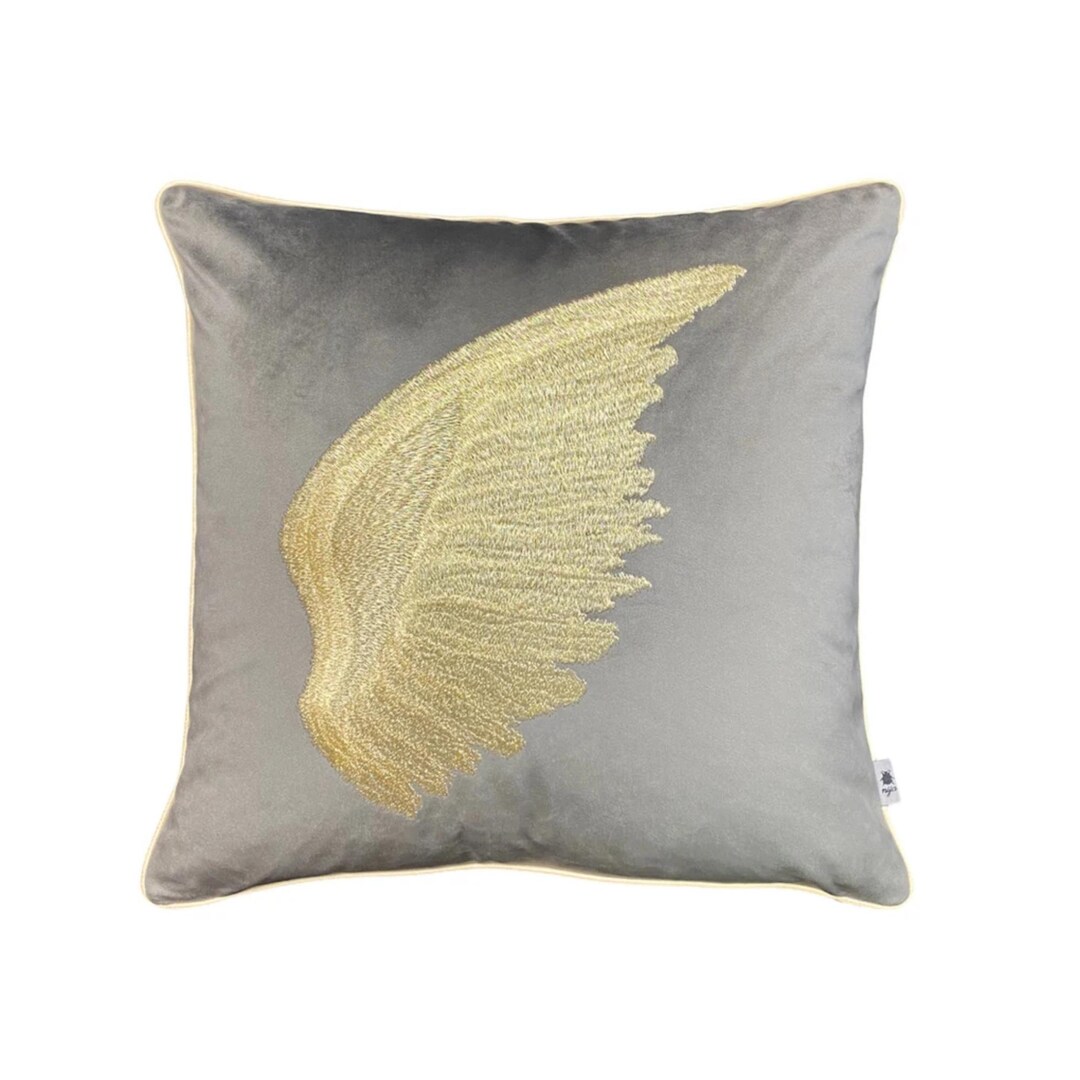 Gestickter Kissenbezug, goldener rechter Flügel Kissenbezug, Samt ...