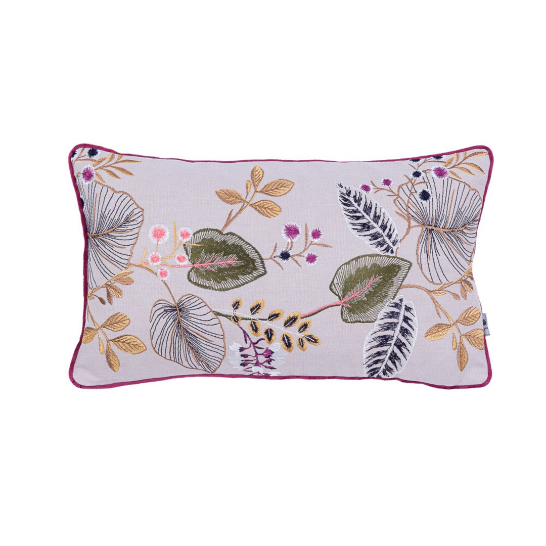 Botanic Embroidered Flowers Cushion Cover,coastal Designer Decorative ...