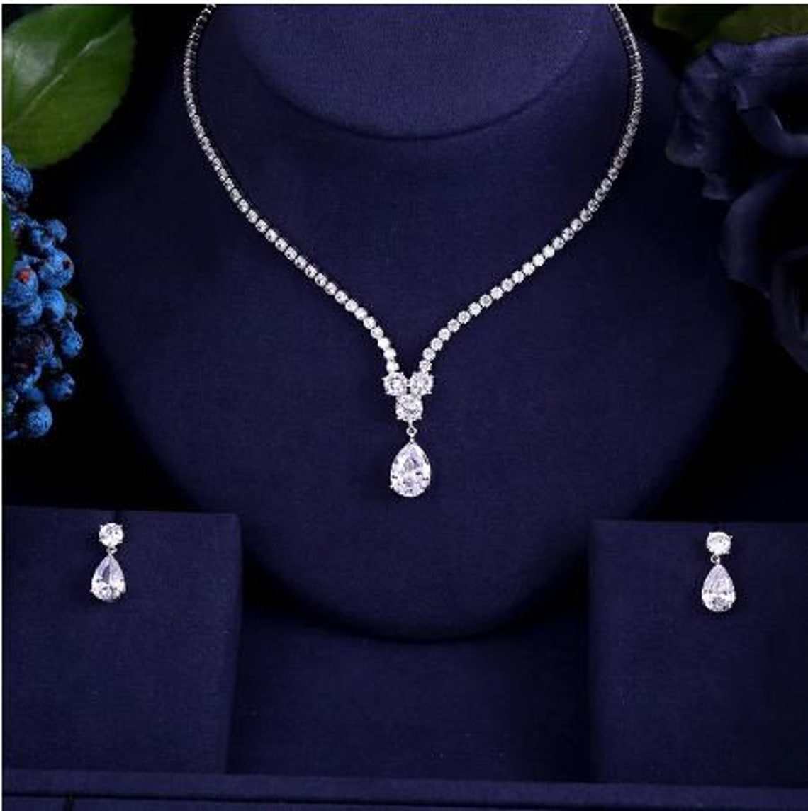 Bridal Necklace Set Silver Wedding Jewelry for Bride Silver - Etsy UK