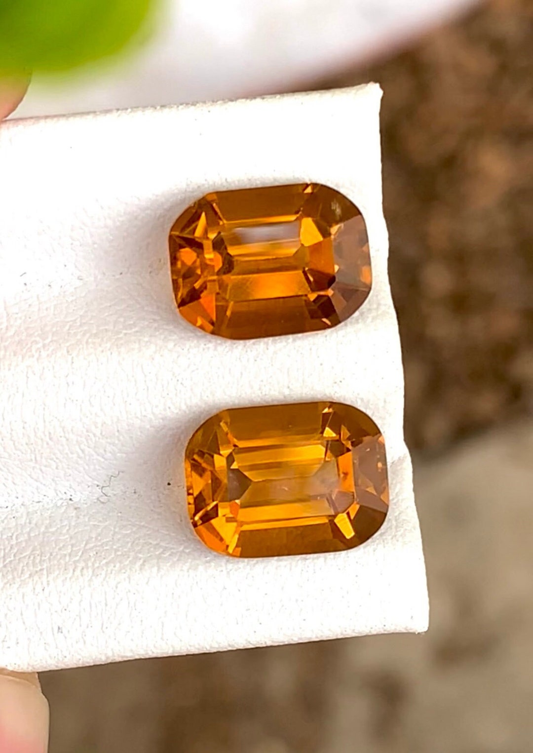 Exceptional Natural Madeira Citrine Fancy Cut Matching Pair for Fine ...