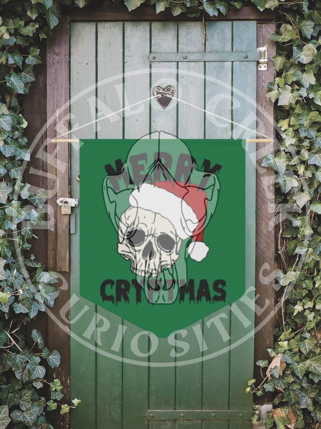 Santa Skull Yule Pennant, Cryptmas Horror Winter 18 X 21 Door Hanger ...