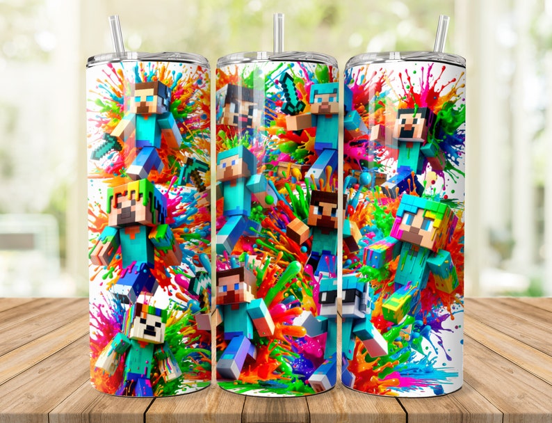Mincraft Colourful 20oz Tumbler Wrap Design Png - Etsy