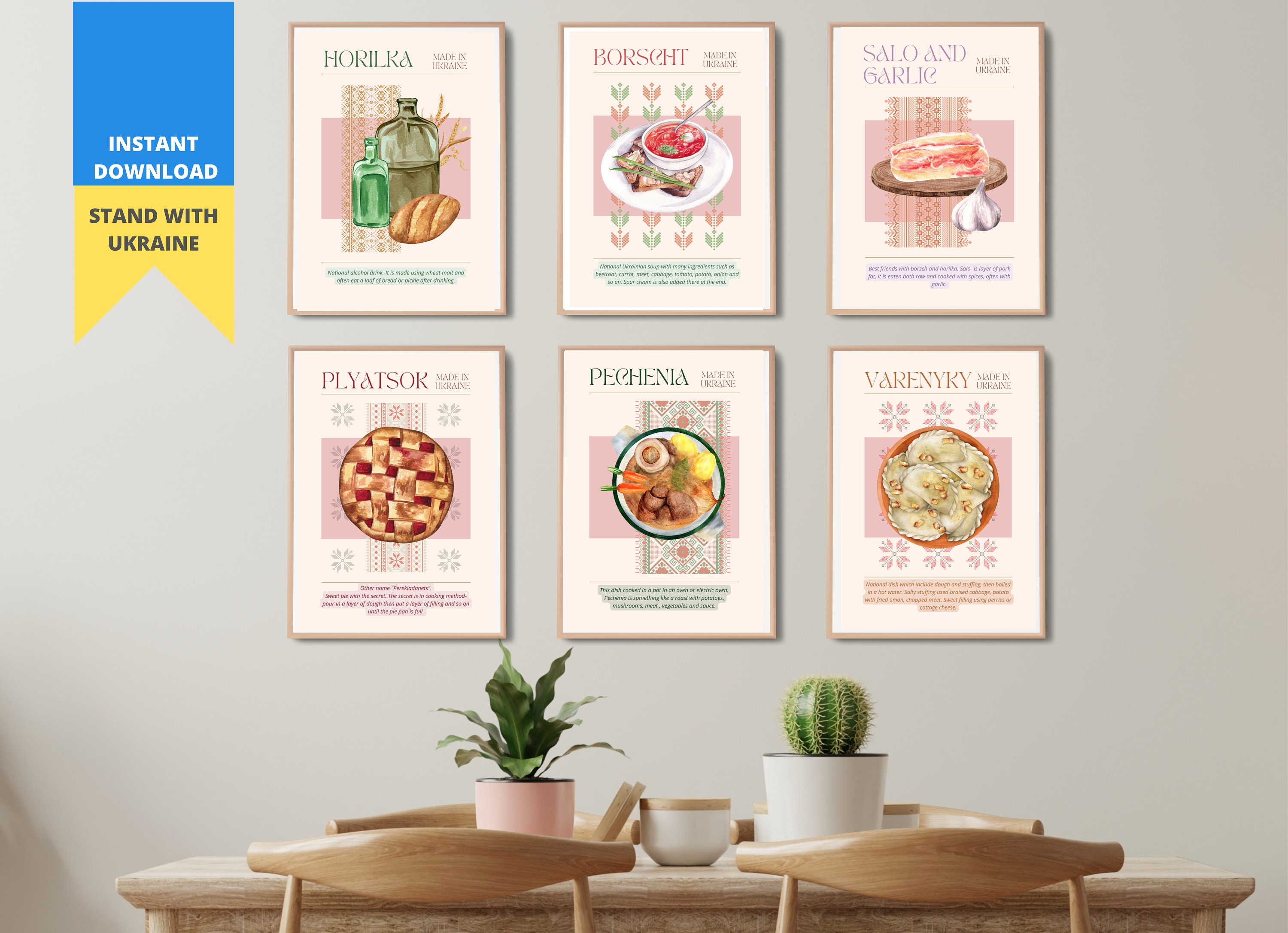 Chef Print, Украина настенные рисунки, набор из 6 арт-принтов - Etsy