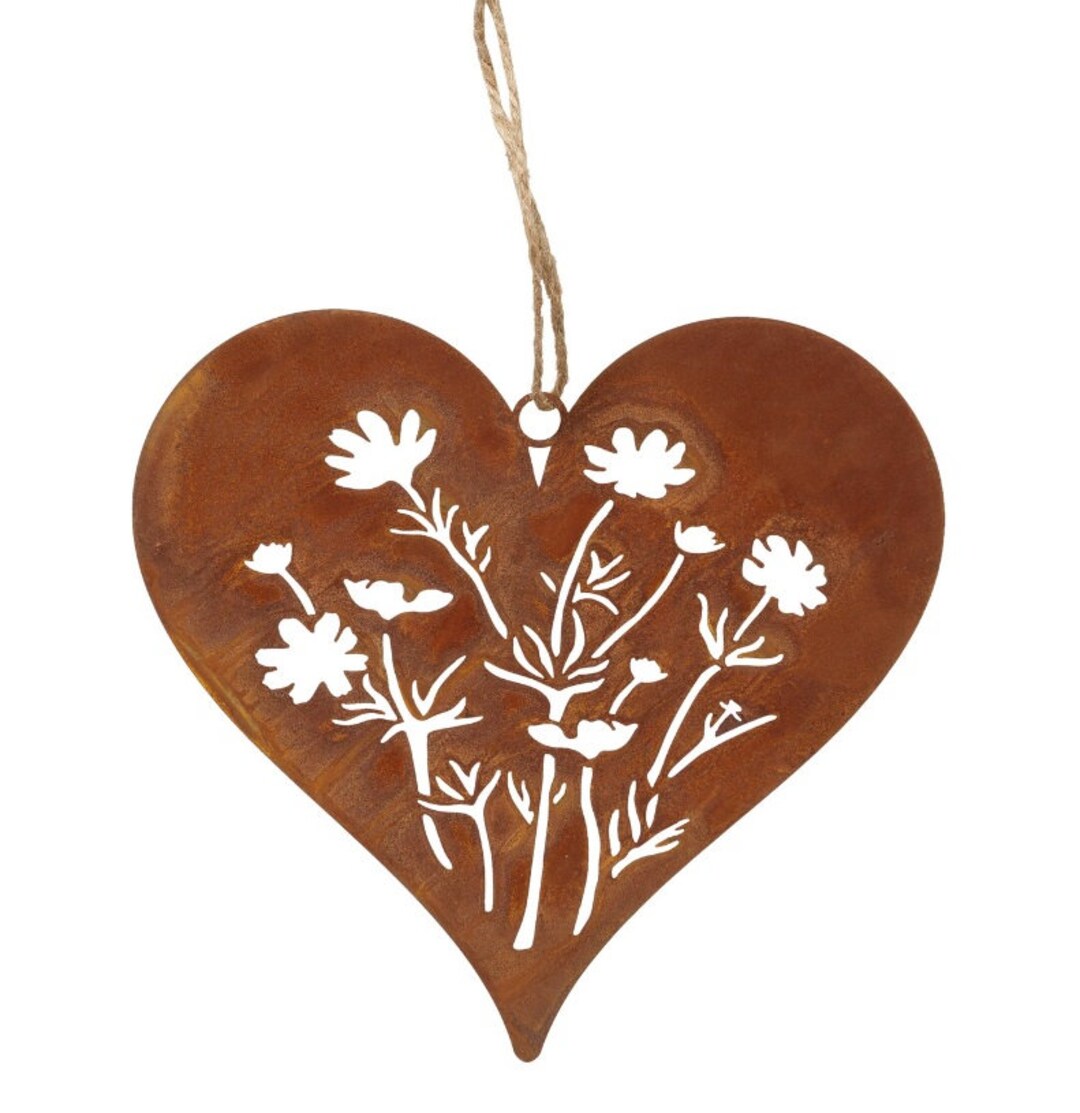 Heart RUST 20 cm Rouille Coeur Fleurs Rouille Marron Coeurs Décoratifs ...